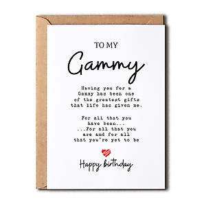 To My Gammy - Gammy Birthday Card - Gammy Is The Greatest Gifts In My Life - Birthday Card For Gammy - Gift For Gammy Card- Christmas Gifts For Gammy