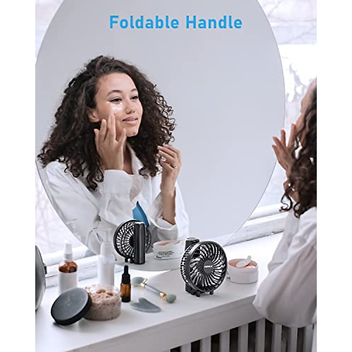 TriPole Handheld Fan Rechargeable 4800mAh Battery Operated Fan Powerful Mini Fan Portable 3 Speeds Small Personal Fan Desk Fan for Travel Kids Boys Girls Men Women, 6-21H Working, Black