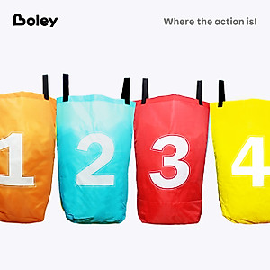Boley Sack Race Bag Set with Ankle Bands - 4 Pk Potato Sack Race Bags for Kids Ages 5+ - Outdoor Party Carnival Games - Yard Games for the Family