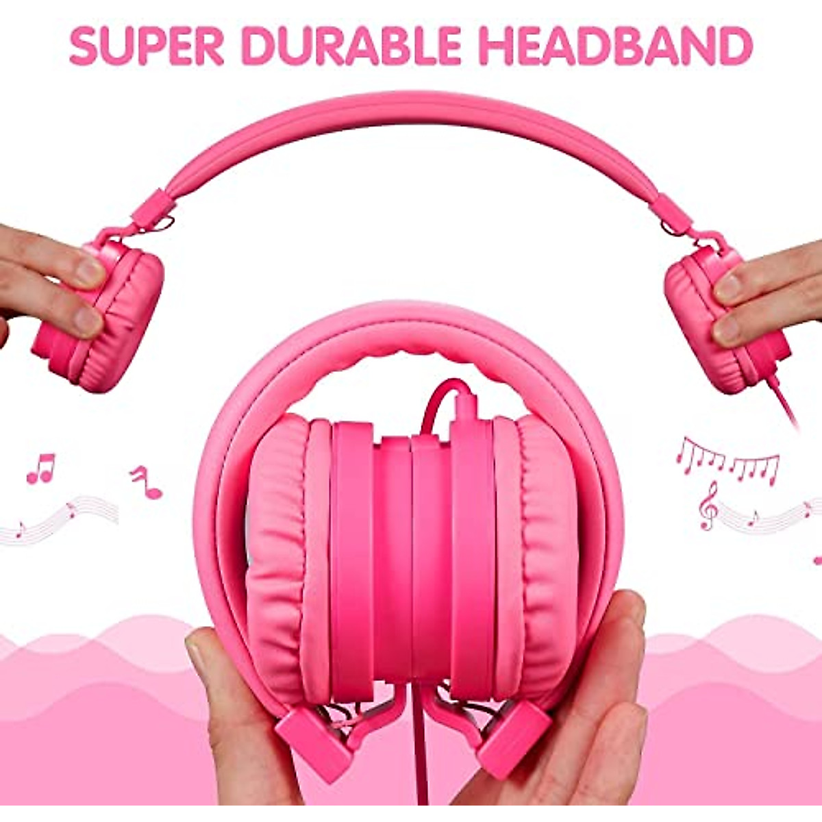 ONTA Kids Headphones for Boys Girls - Child Student Headset Wired Plug Toddler Earphones School Teen on Ear for Ipad | Computer | Smart Phone | Amazon Fire Tablet | Laptop | Plane Travel | Game, Pink