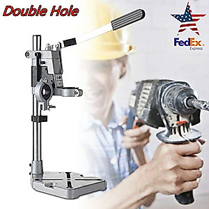 Portable Bench Drill Press Holder Grinder Bracket Stand Clamp Adjustable Angle Double Hole Electric Drill Bracket Bench Drill Stand Clamp for Workbench Repair Fix Kits USA Stock