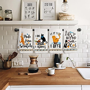 pinata Cat Kitchen Towels Decorative Set of 4 - Cat Lover Gifts for Women - Housewarming Gifts - Cat Gifts for Cat Lovers - Cat Mom Gifts for Women - Funny Cat Dish Towels - Cat Kitchen Decor