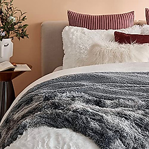 Bedsure Faux Fur Throw Blankets Tie-dye Throw & Bedsure 100% Cotton Muslin Blankets Grey Throw