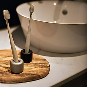 Mudai Aluminum Toothbrush Holder Stand, Pack of 2 (Matte Black)