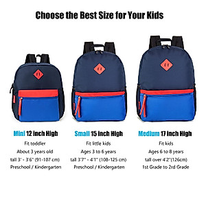 HawLander Toddler Backpack for Boys, 12 inch Kids Preschool Backpack with Chest Strap, Navy Blue