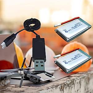 2PCS 650mAh 3.7v Drone Battery and USB Charger for SYMA X5 Serial UVA Quadcopter Drone,for Example SYMA X5C,X5SW,X5SC,WLtoys V252,XT Flyer