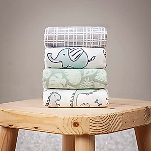 Dino Safari 4 Pack Flannel Burp Cloth Set