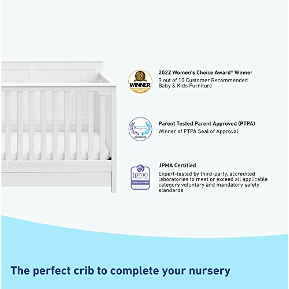Graco Hadley 5-in-1 Convertible Crib with Drawer (White) – GREENGUARD Gold Certified, Crib with Drawer Combo, Full-Size Nursery Storage Drawer, Converts to Toddler Bed, Daybed and Full-Size Bed
