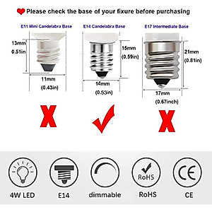 E14 led Light Bulb dimmable, e14 European Screw Base LED Light Bulbs 40 Watt Incandescent Bulb Equivalent, 4W T3/T4 European Base Replacement Omni-Directional,Warm White 3000k(5-Pack)