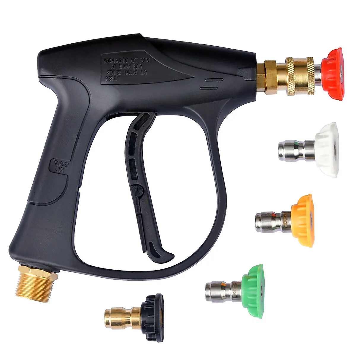 JWGJW Short Pressure Washer Gun with 5 Nozzle Tips,High Pressure Water Gun with M22-14 Male Plug and 1/4¡± Quick Connector - Foam Gun Kit Compatible with Foam Cannon.(JW-122)