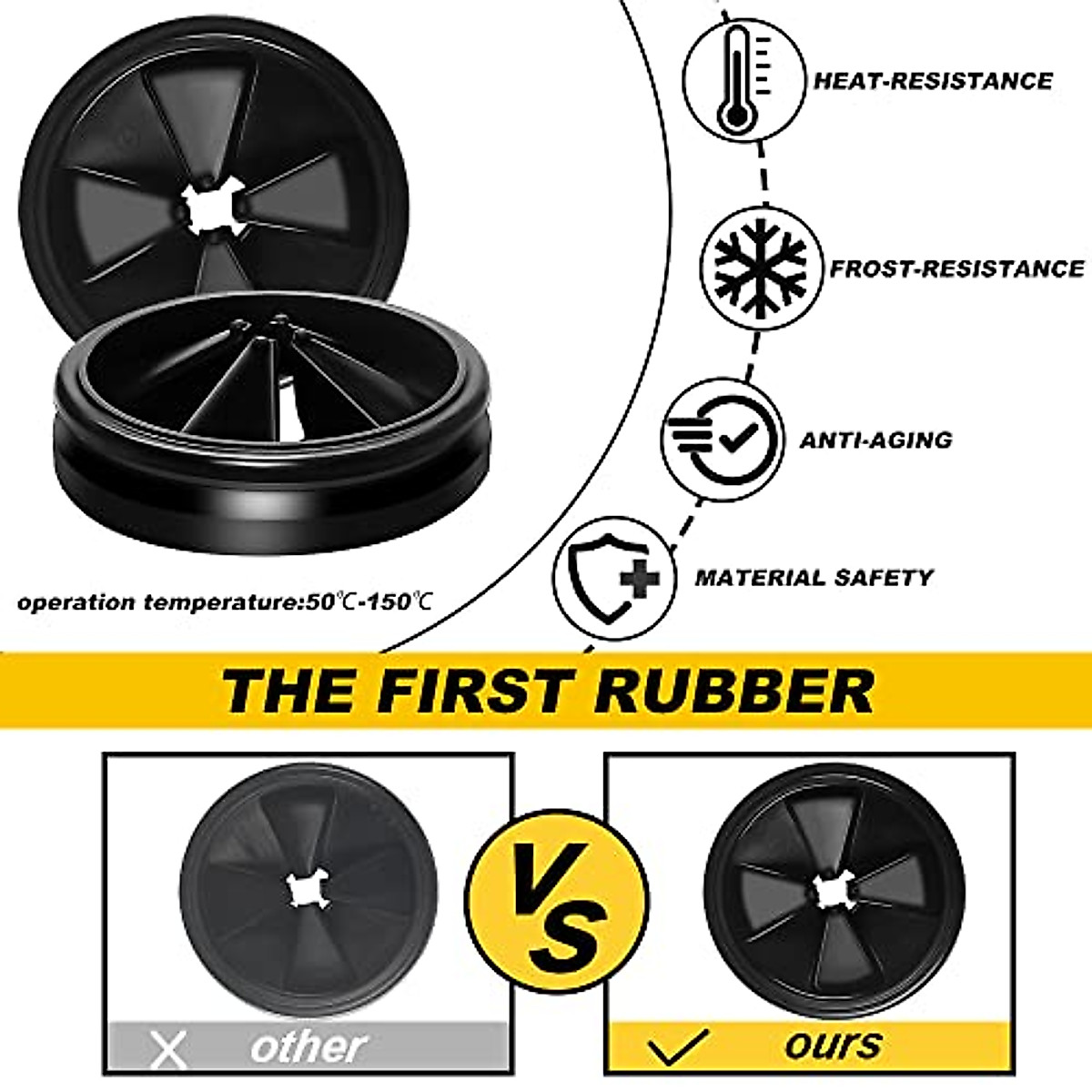 Garbage Disposal Splash Guards Sink Baffle Replacement for Evolution Series Drain Plugs Quiet Collar Food Waste Disposer Accessories 3 3/8" Inch