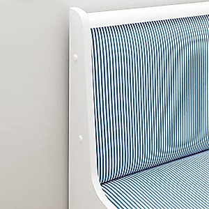 Linon Upholstered Seats and Hidden Storage Kiera Kitchen Corner Dining Nook, White and Blue Stripe