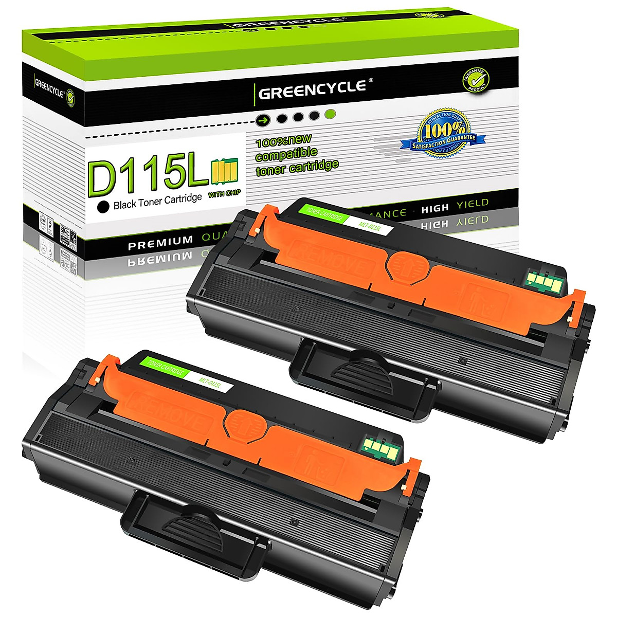 greencycle 2 Pack MLT-D115L D115L Black High Yield Toner Cartridge Compatible for Samsung Xpress SL-M2830DW SL-M2880FW SL-M2670 SL-M2620 SL-2620ND SL-2820DW SL-2820ND M2670FN M2670N M2870FD M2870FW