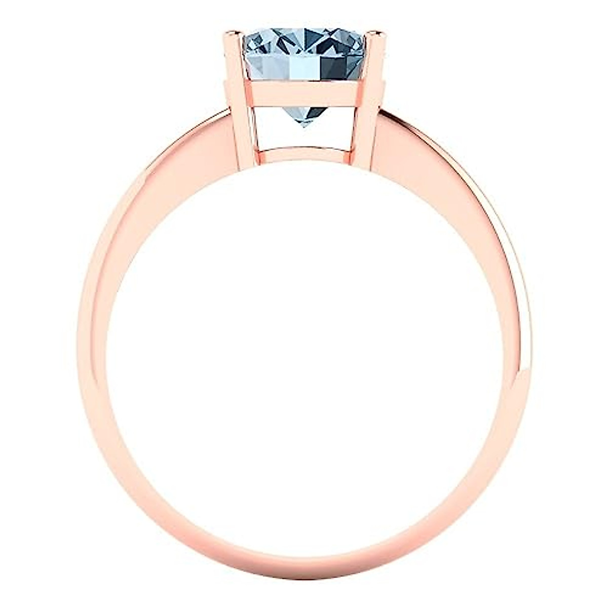 Clara Pucci 2.0 ct Oval Cut Solitaire Natural Aquamarine Engagement Wedding Bridal Promise Anniversary Ring 18K Rose Gold Size 4.5