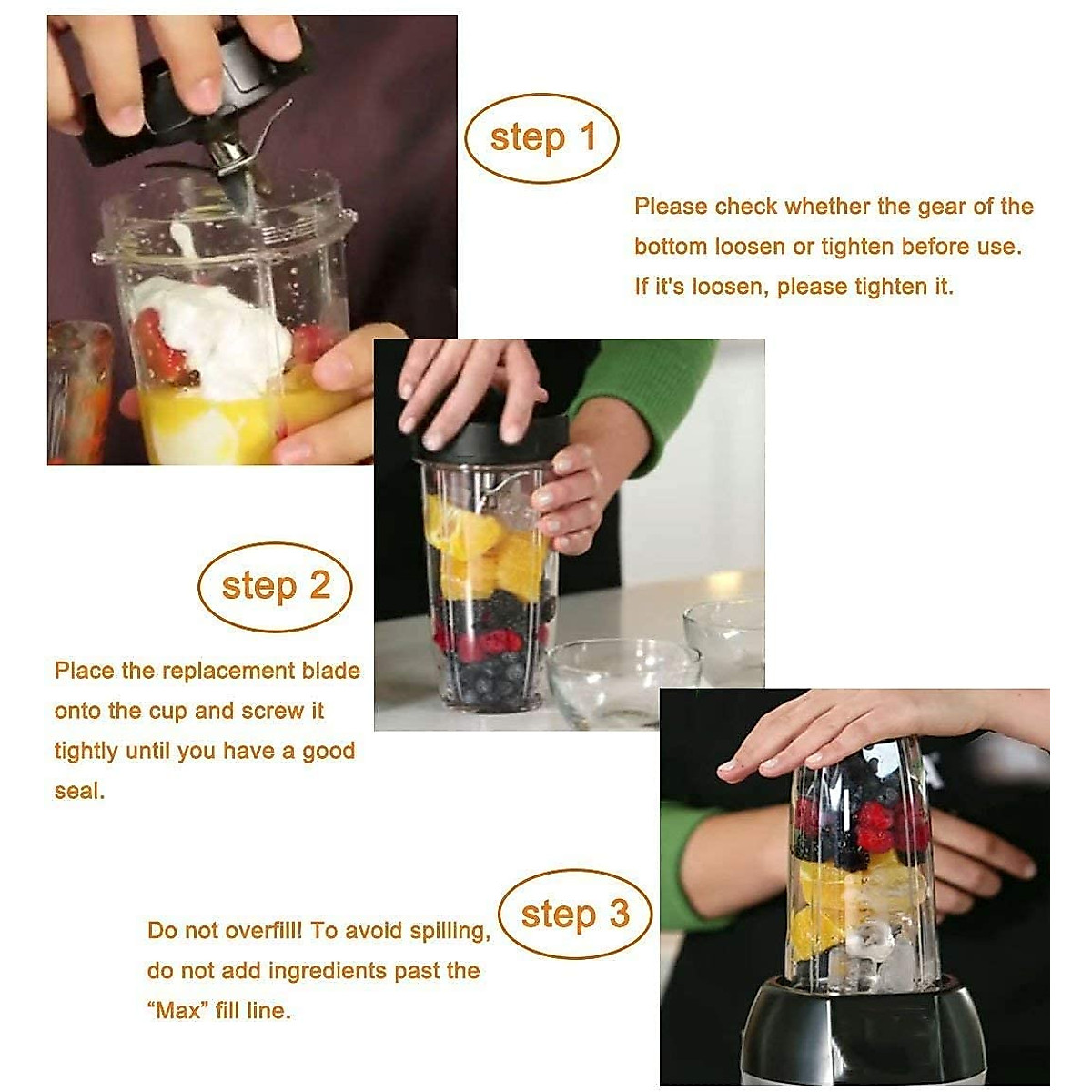 10cm Diameter 6 Fins Extractor Blades Replacement Part with 24OZ Cups for Ninja Blender Only fit for Nutri Ninja Auto iQ BL450-70 BL451-70 BL454-70 BL455-70 BL482-70