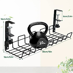 Under Desk Cable Management Tray, Metal Desk Wire Management, Cable Management Under Desk Cord Organizer, Sturdy Wire Cable Holder for Most Office Desks