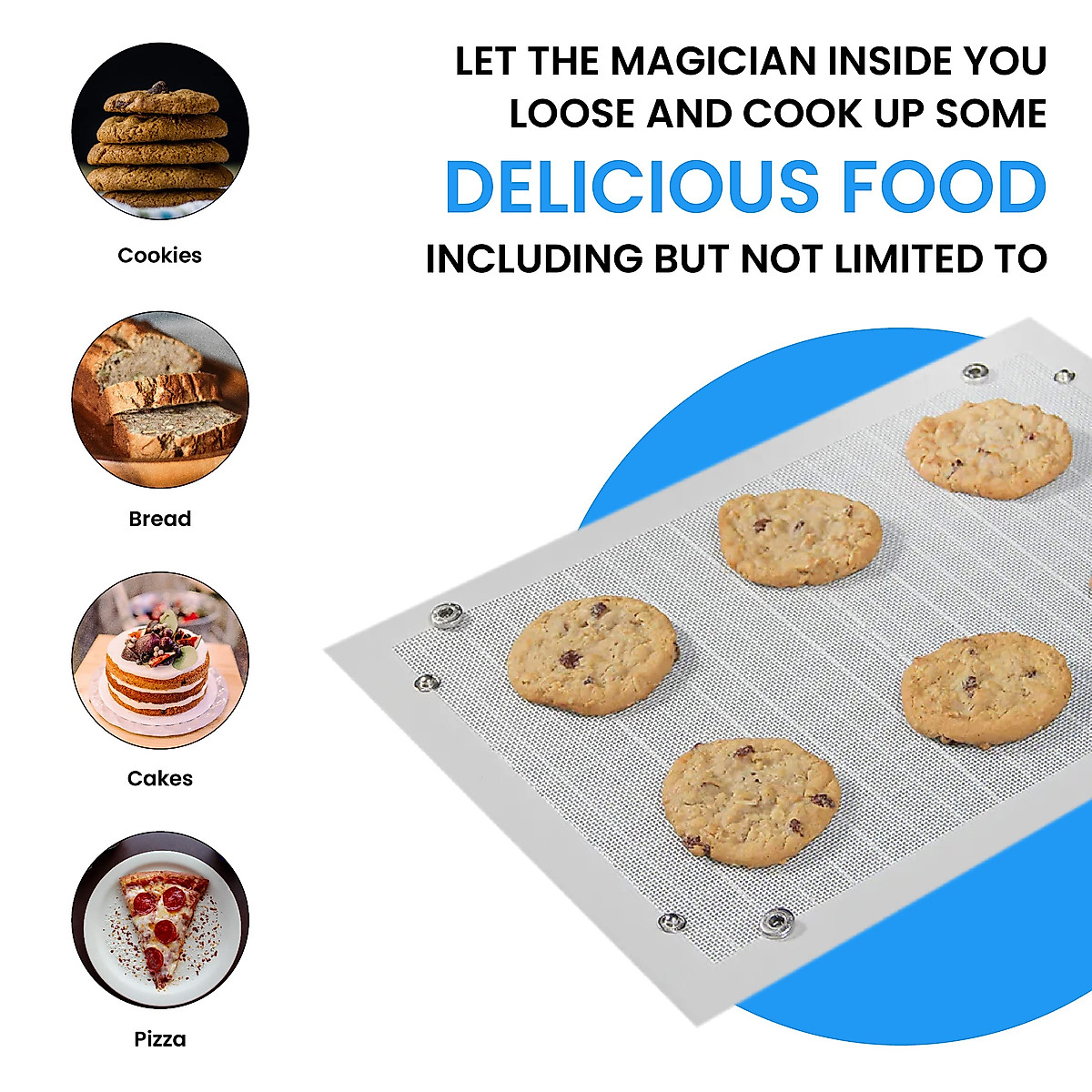 Grand Fusion 2 in 1 Silicone Baking Mat, Corner Clip for Leak Proof Baking Pan or Unclip for Flat Baking Sheet Liner, 11.8 x 15.75 in. BPA-Free and Non-Stick. Chef's Essentials. Pack of 1