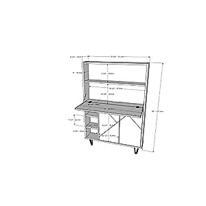 Nexera 611057 Slim Bar Cabinet, Secretary Bookcase Desk with Storage
