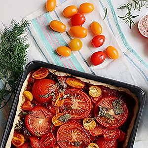 3-Pack Roasting Pan Set, Nonstick Baking Tray Set, Rectangular Bakeware for Oven, Non-Toxic Coating and Durable Quality (Black)
