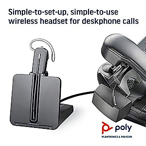 Plantronics - CS540 Wireless DECT Headset (Poly) - Single Ear (Mono) Convertible (3 wearing styles) - Connects to Desk Phone - Noise Canceling Microphone