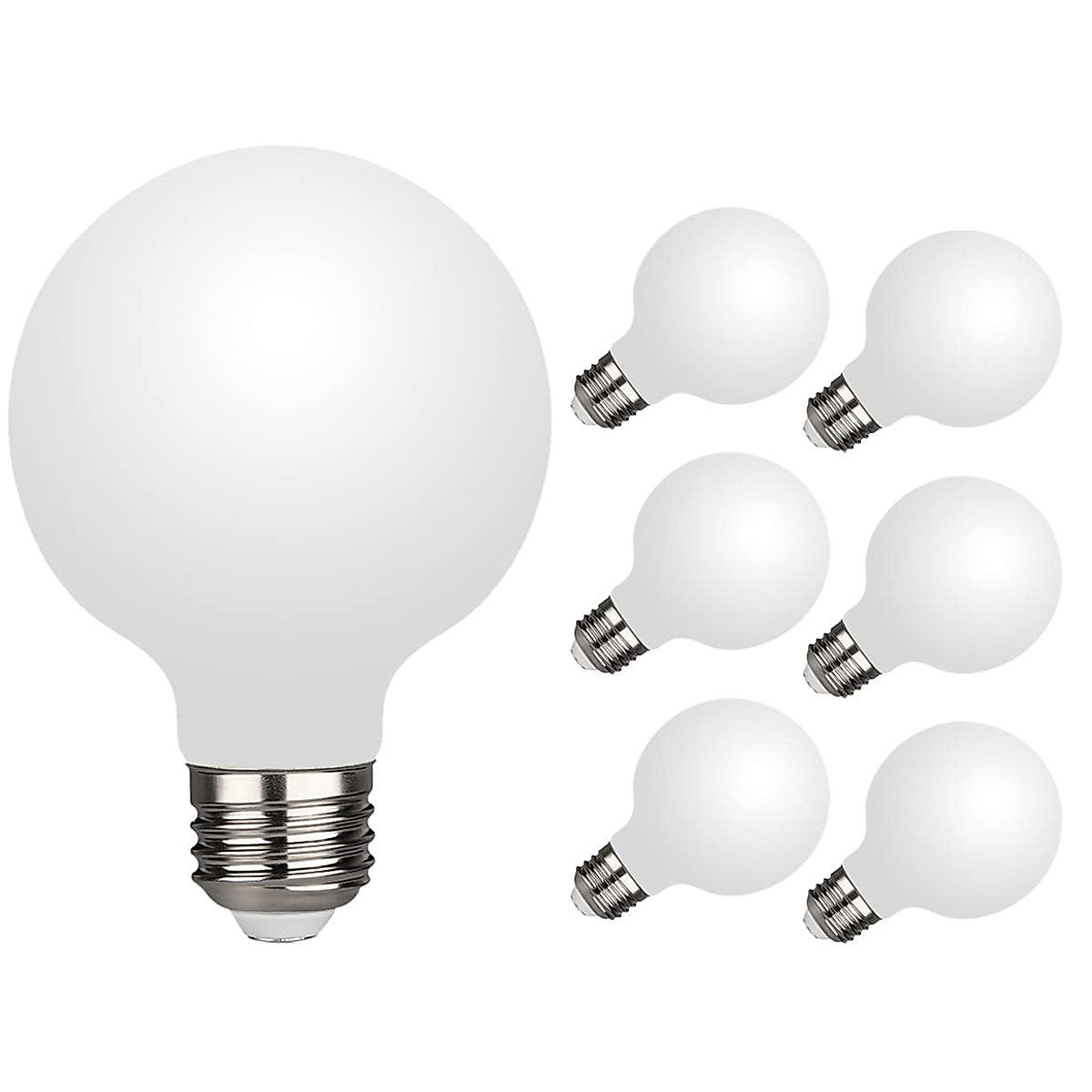 6 Pack G25 Globe LED Light Bulbs, Dimmable LED Edison Bulbs 5W Equivalent 40 Watt, Warm White 2700K, 450LM, E26 Base, Milky LED Filament Bulbs for Bedroom Makeup Mirror Lights Led Bathroom Lights