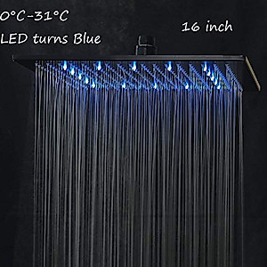 NeierThodore LED 16 Inch Square Shower Head Replacement with Rotatable Ball，Oil Rubbed Bronze