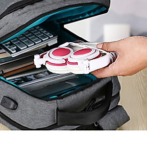 Olyre Wired Kids Cat Headphones with Microphone,Adjustable On-Ears Stereo Foldable LED Cute Kitty Gift Headset for Girls/Boys/Women/Teens Compatible with Computer Tablet PC iPad Smartphone (Pink)