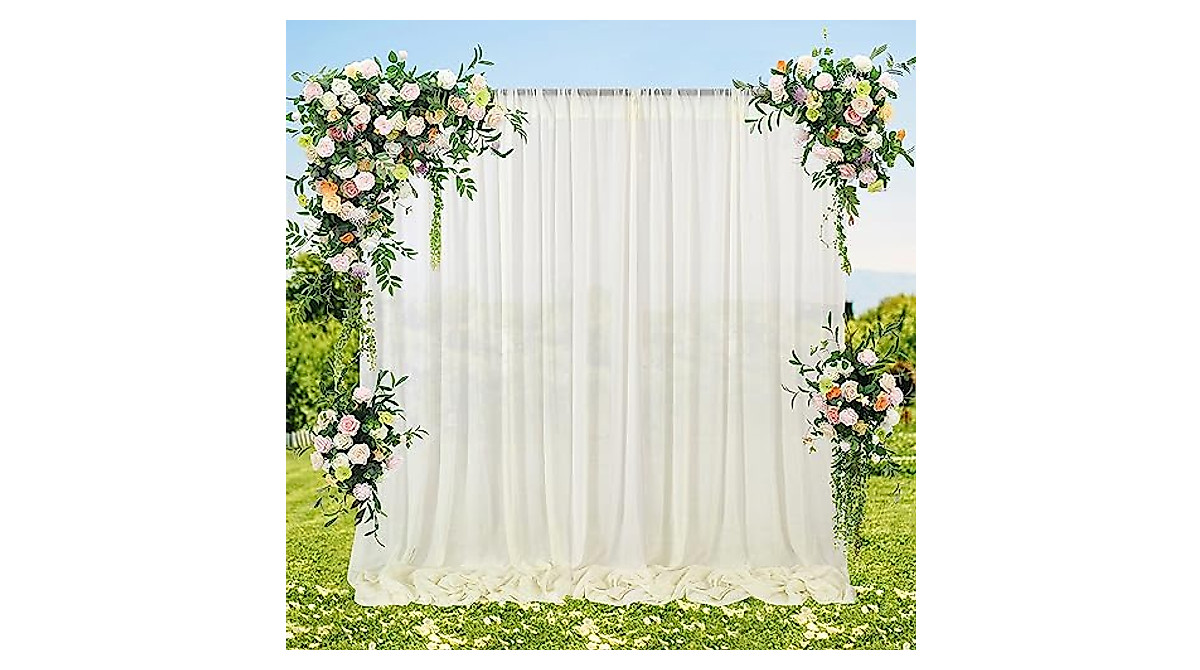 Elegant Ivory Chiffon Backdrop Curtains for Weddings & Events