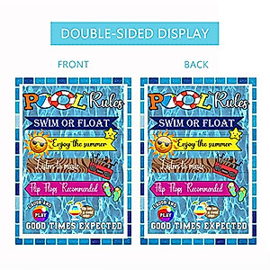 Pool Rules Signs Summer Garden Flag Double Sided Swim Or Float Burlap Yard Flag, Seasonal Outdoor Farmhouse Rustic Yard Home Decoration 12.5 x 18 Inch