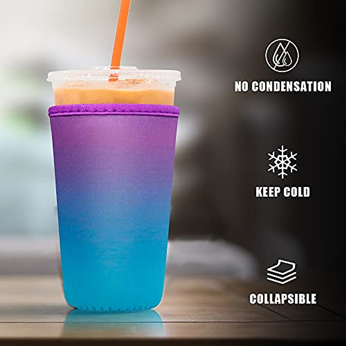 3 Pack Reusable Coffee Sleeves - Tall/Grande, Venti, Trenta - P.LOTOR Soft Cups - Iced Coffee Cozy Insulator - Neoprene Holder for Dunkin Donuts Coffee, McDonalds Coffee, Mccafe Coffee