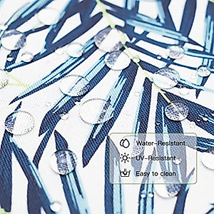 STRICKLANDHOME Outdoor Cushions for Patio Furniture, Water-Resistant Patio Furniture Cushions, Tropical Leaves Outdoor Cushions Set of 2, Round Corner Patio Chair Pads with Ties, 17"X16"X2"