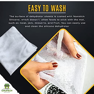 Ghufran Estore (10 Pack) Silicone Dehydrator Sheets - Food, Jerk, Fruit Non-stick Food Mesh Mats for & Freeze Dryer Square Reusable Steamer Mat (14 x 14 Inch), White, 14*14 in