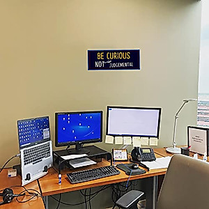 Flinelife Be Curious Not Judgemental Sign, 16 x 6, Be Curious Motivational Wall Art Decor - Perfect for Fans