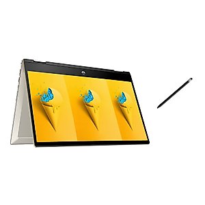 HP Pavilion 2-in-1 Convertible Business Laptop, 14'' FHD Touchscreen, Core i5-1155G7, Intel Iris Xe, 8GB RAM, 512GB SSD, Fingerprint, Bluetooth, Wi-Fi, Windows 11 Home, Gold, with 5ave Stylus Pen