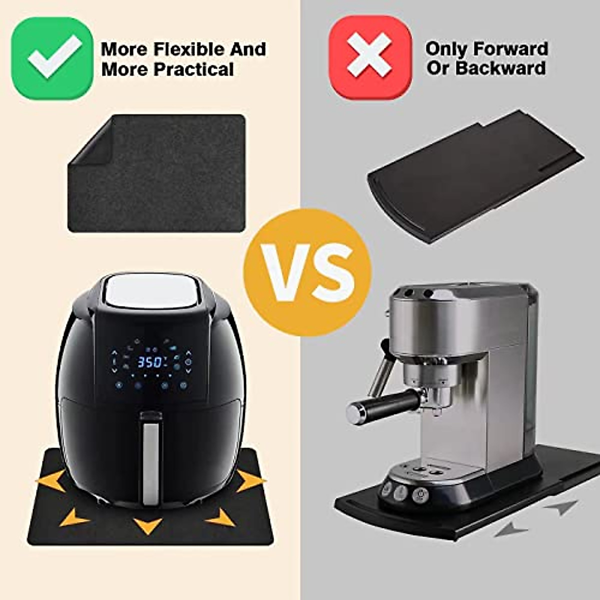 Air Fryer Heat Resistant Mat, 4 Pcs Kitchen Countertop Heat Protector Mats, Non-slip 12” x 16” Silicone Appliance Slider for Ninja Foodi Air Fryer Toaster Oven Coffee Maker Blender