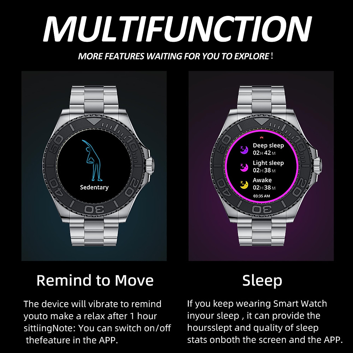 Loluka Smart Watch for Android Phones Answer/Make Calls SMS Reminder Exercise Smartwatch Compatible iPhone Stainless Steel Fitness Watch Men