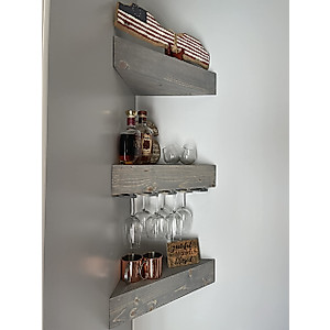 1 Wine Rack, 2 Corner Floating Shelves Set