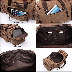 Duffle Bag for Travel, Large Canvas Duffel Bag for Travelling Overnight Weekender Bag Carry On Bag for Men Women Black