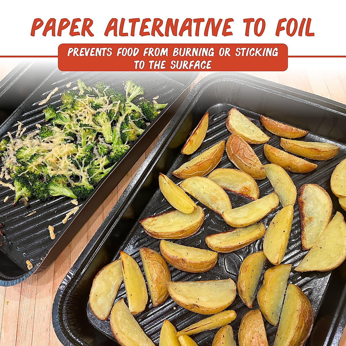 Bake 'N Buddy 9x13 Kitchen Disposable Cooking Tray 8-Pack Party Serving Trays - Foil Pan for Baking, Bacon, Crawfish - Oven and Microwave Safe Foil Pans - Catering Trays, Roasting Pan