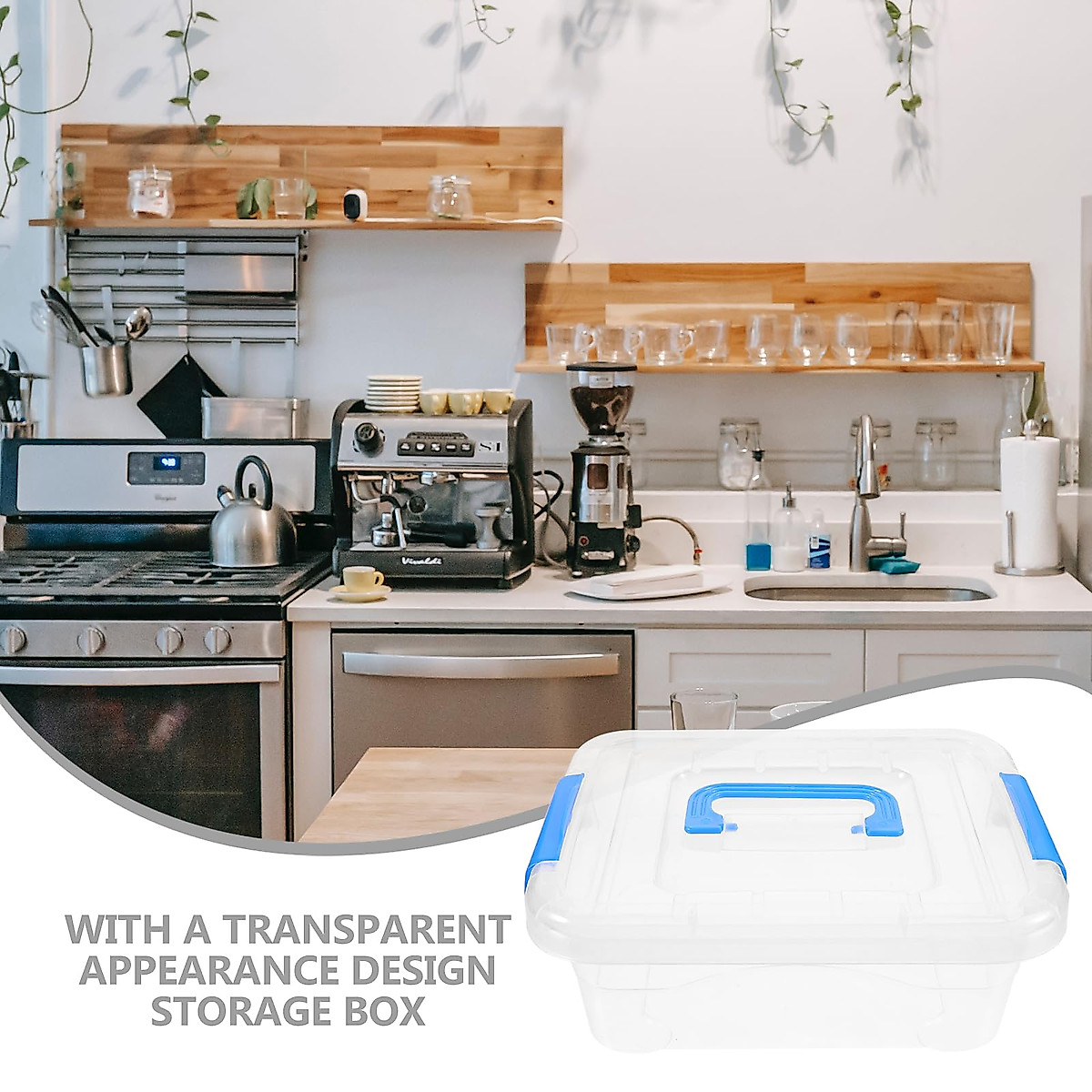 5Pcs Transparent Desktop Storage Box with Handle Carrying Case for Toys Arts Crafts Tools and Office Supplies