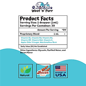 Dog Multivitamin - Multivitamin for Dogs - Helps to Support a Healthier Life - Dog Vitamins and Supplements - Dog Vitamins Multivitamin - Dog Supplements & Vitamins - 1 fl oz - Bacon Flavor