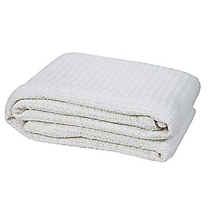 HILLFAIR 100% Soft Premium Combed Cotton Thermal Blanket– Queen Blankets– Soft Cozy Warm Cotton Blanket– Bed Throw Blanket– Queen Bed Blankets– All Season Cotton Blanket– Ivory Queen Cotton Blankets