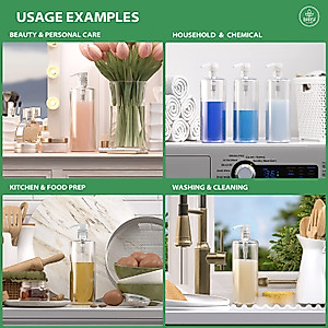 Bar5F 32-Ounce Empty Plastic Shampoo Pump Bottles, BPA-Free, Leak-Free, 1-Liter Crystal-Clear Cylinder, Clear Pump Top, 3-Pack