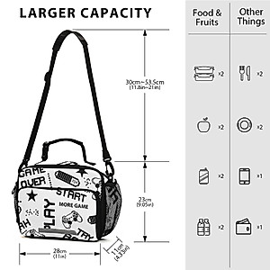 VIGTRO Video Game Joysticks Lunch Bag,Insulated Leakproof Lunch Box with Adjustable Shoulder Strap,Gamepad Controller Reusable Cooler Tote Bag for Work,Office,Picnic,Travel