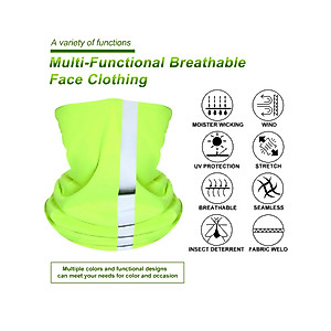 12 Pieces Balaclava Face Mask Headbands Colorful Headwear Scarf UV Protection Neck Gaiter with Reflective Tape for Women Men Outdoor Sports