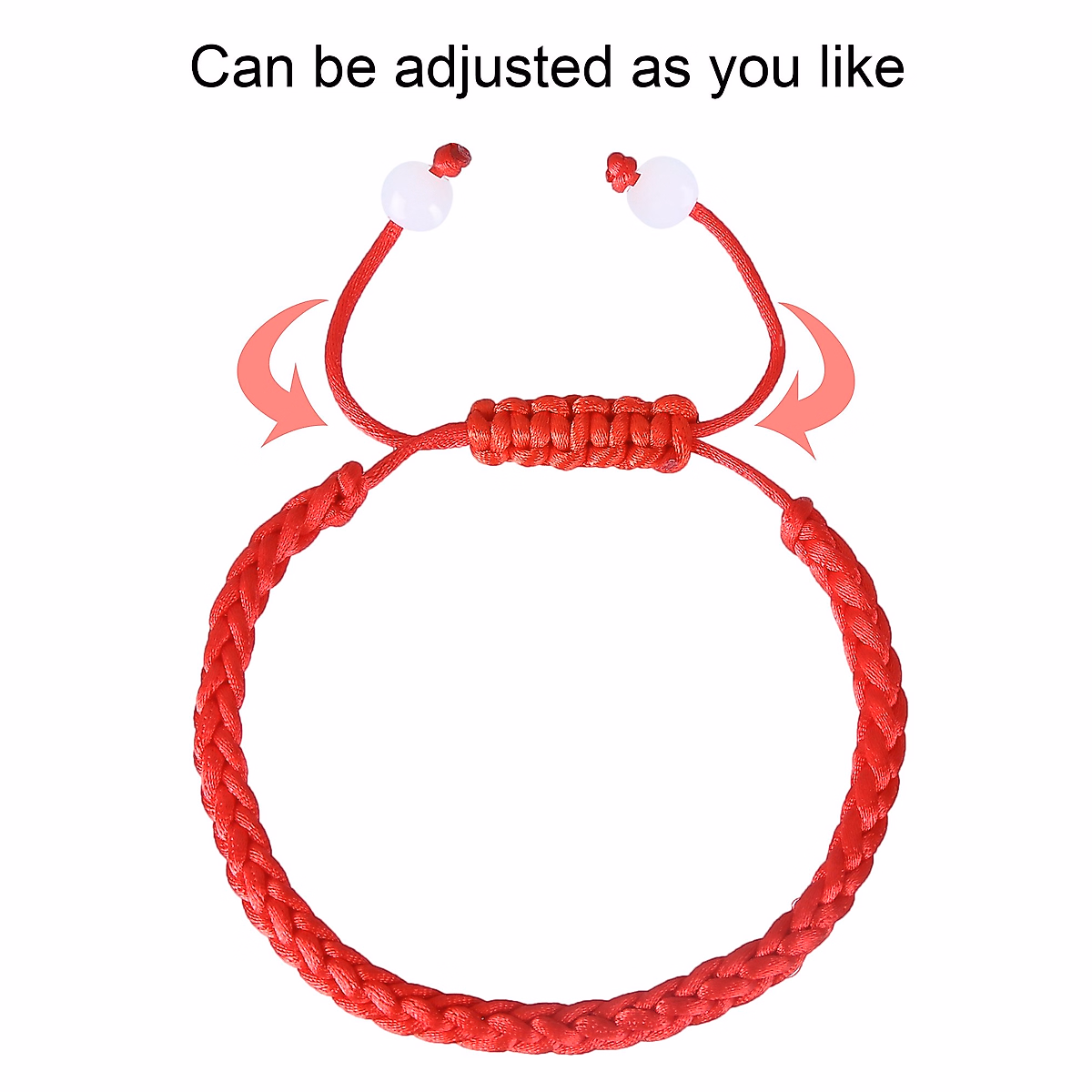 Gejoy 12 Pieces Handmade Kabbalah Red String Bracelet Adjustable Luck Bracelet with 2 Pieces White Bead for Success