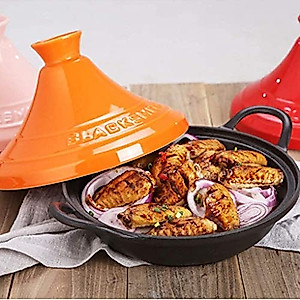 27cm High Gloss Enamel Moroccan Tagine Pot Easy To Clean Casserole Enameled Cast Iron Pot For 2-4 People 22.5.26