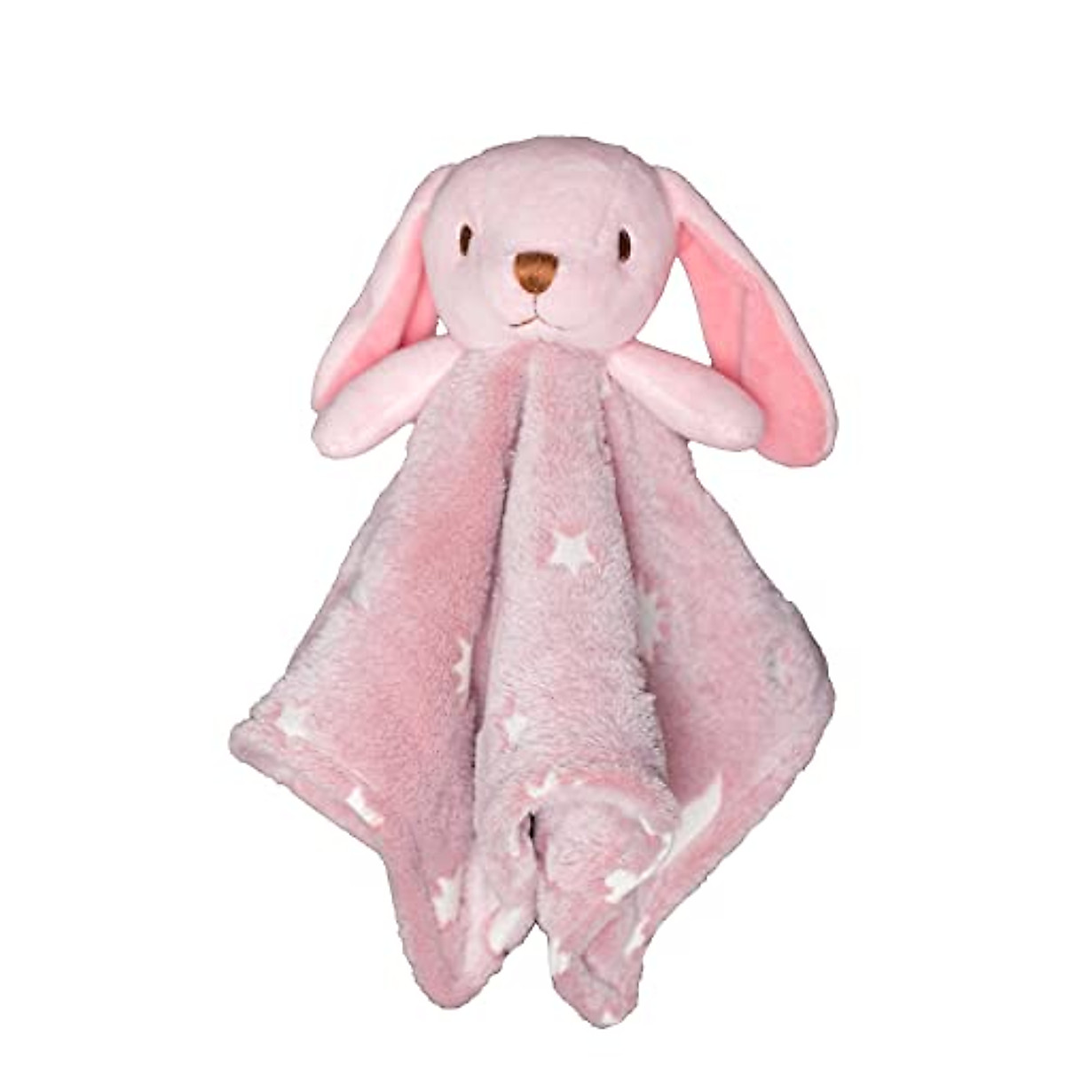 Believe BigDreams Rabbit Lovey Blanket - Baby Security Blankets for Girls - Polyester Baby Boy Security Blanket 15 x 15 Inches Lovies for Babies Glows in The Dark Stuffed Blanket Animal