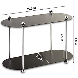 H HERAFE 2-Tier Bathroom Counter Organizer, Perfume Display Stand and Vanity Tray Organizer, Corner Shelf Cosmetics Makeup Bathroom Supplies Organizer, Spice Rack for Kitchen (Metal Black)