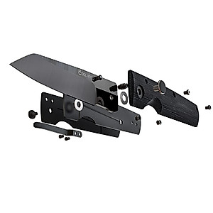 Cool Hand 3.87'' G10 Handle Folding Knife, Sheep Foot Shape Polished Black Ceramic Blade, Liner Lock Mechanism, w/Pocket Clip, EDC Pocket Knives